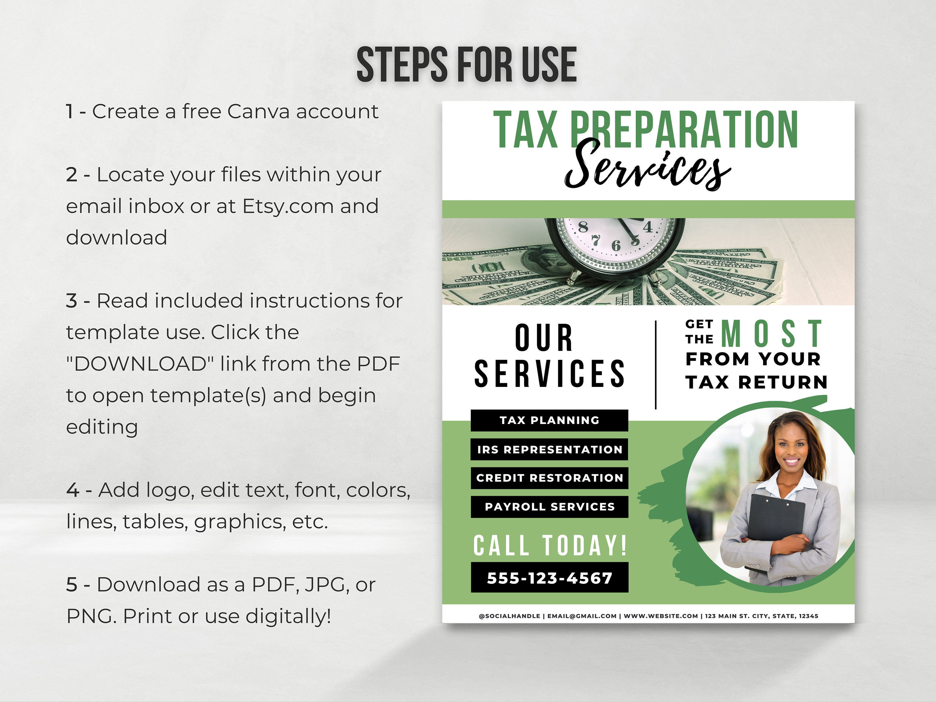 Editable Tax Preparer Flyer 2024 | Tax Prep Templates | Tax Refund ...