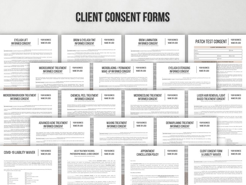 Esthetician Client Consent Forms Editable | Microblading Consent Forms ...