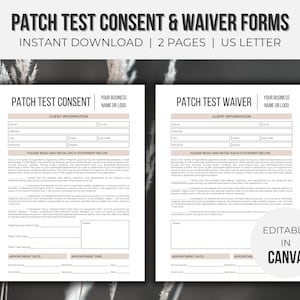 Patch Test Consent and Waiver Forms Editable | Lash Artist Forms ...