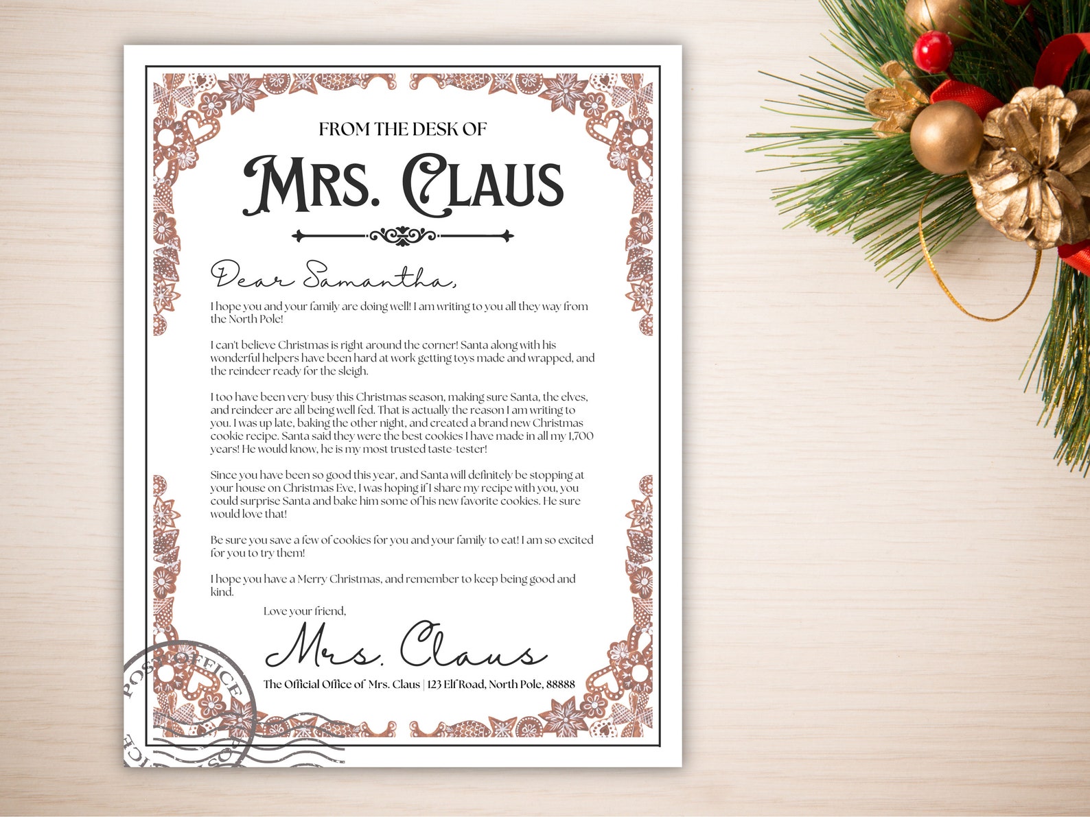 Editable Letter From Mrs Claus | Mrs Claus Letter Template | Vintage ...