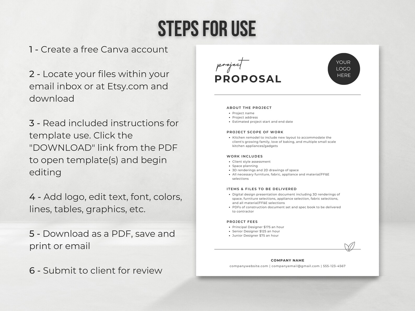 Project Proposal Template Editable Interior Design Project Proposal ...