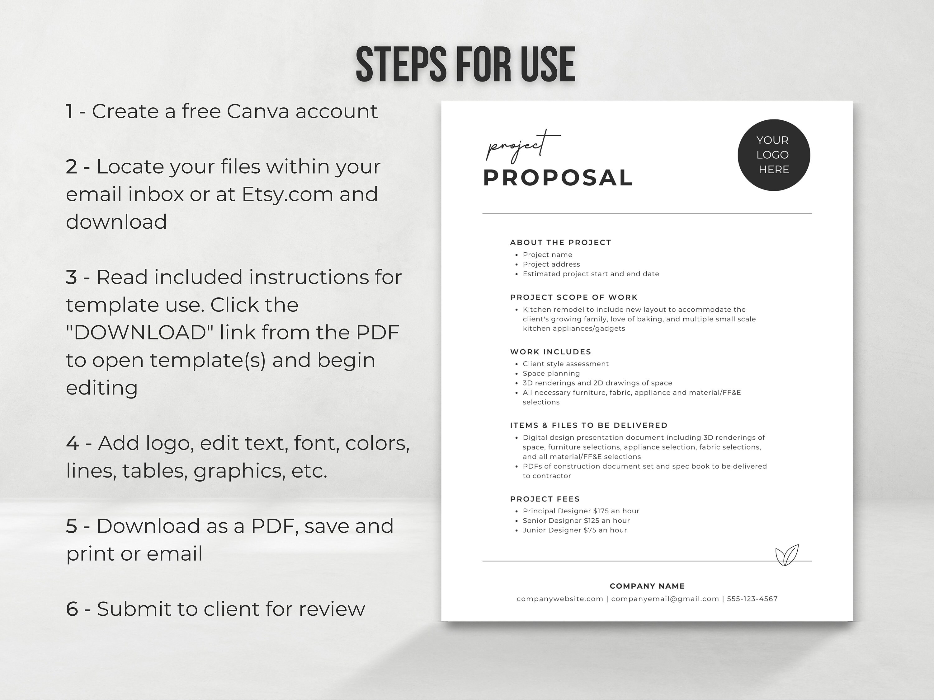 Project Proposal Template Editable Interior Design Project Proposal ...