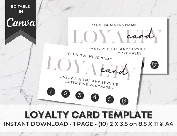 Loyalty Card Template Editable Printable Loyalty Card DIY - Etsy