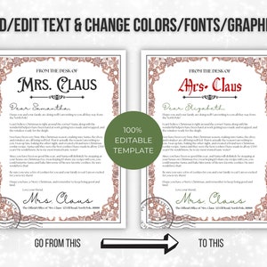 Editable Letter From Mrs Claus | Mrs Claus Letter Template | Vintage ...