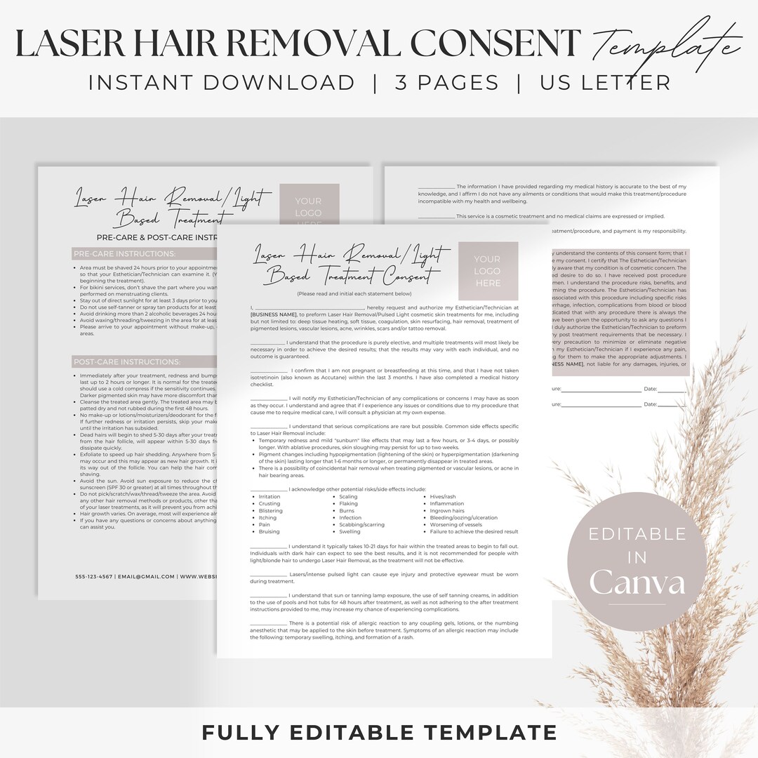 Editable Laser Hair Removal Consent Forms | Light Based Treatment ...