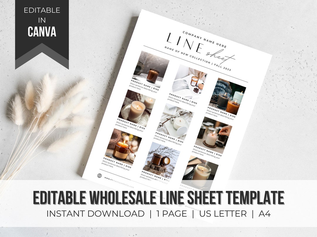 Minimal Wholesale Line Sheet Template | Editable Wholesale Line Sheet ...