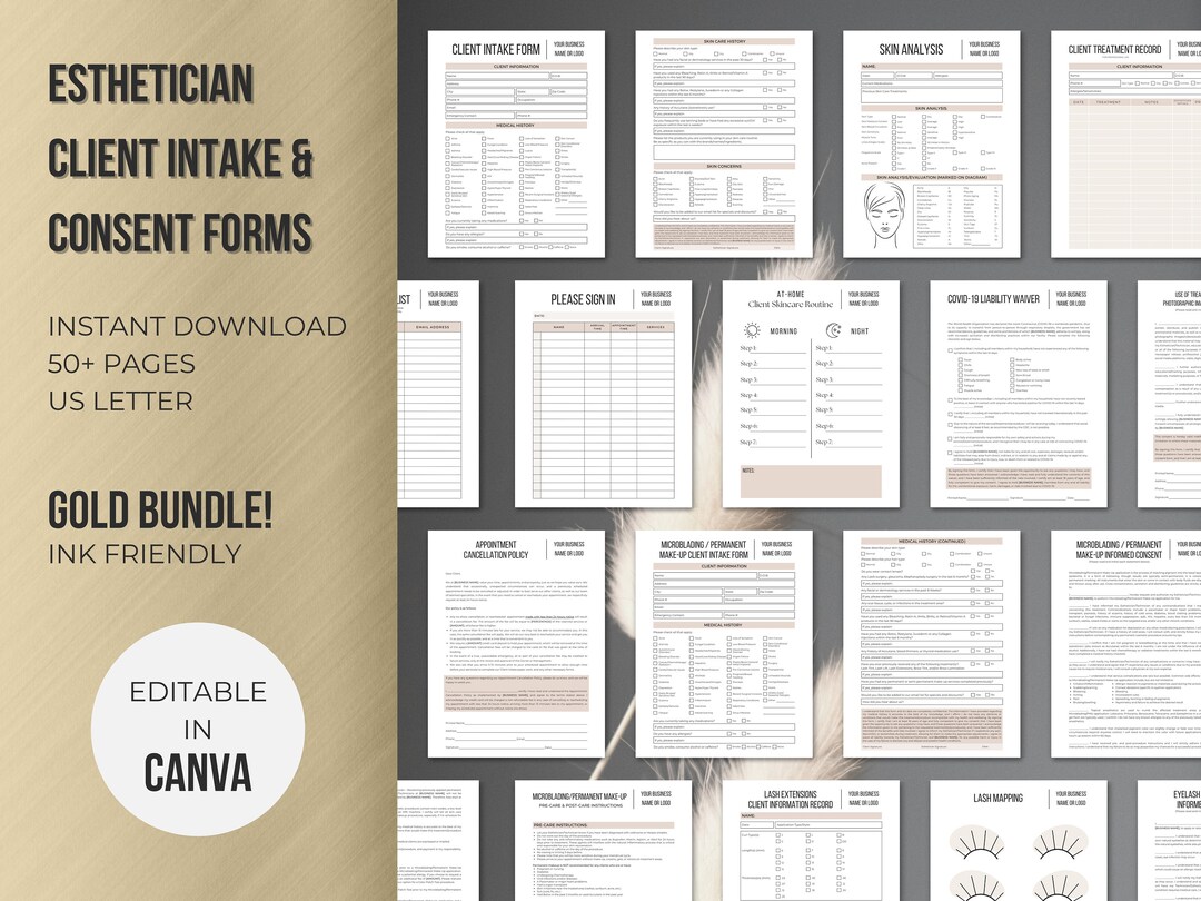 Esthetician Client Consent Forms Editable | Microblading Consent Forms ...