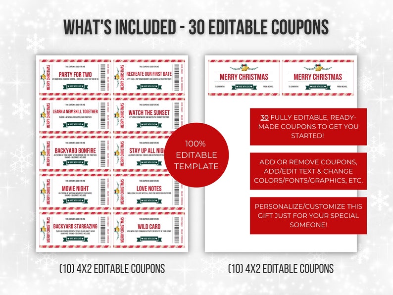 Editable Christmas Coupon Book Template Printable Christmas Coupon ...