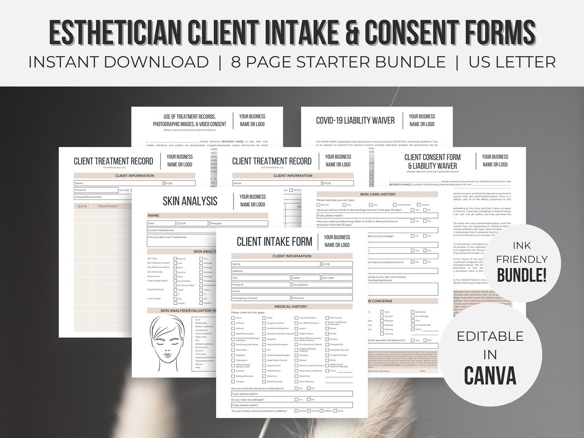 Esthetician Client Consent Forms Editable Facial Consent - Etsy
