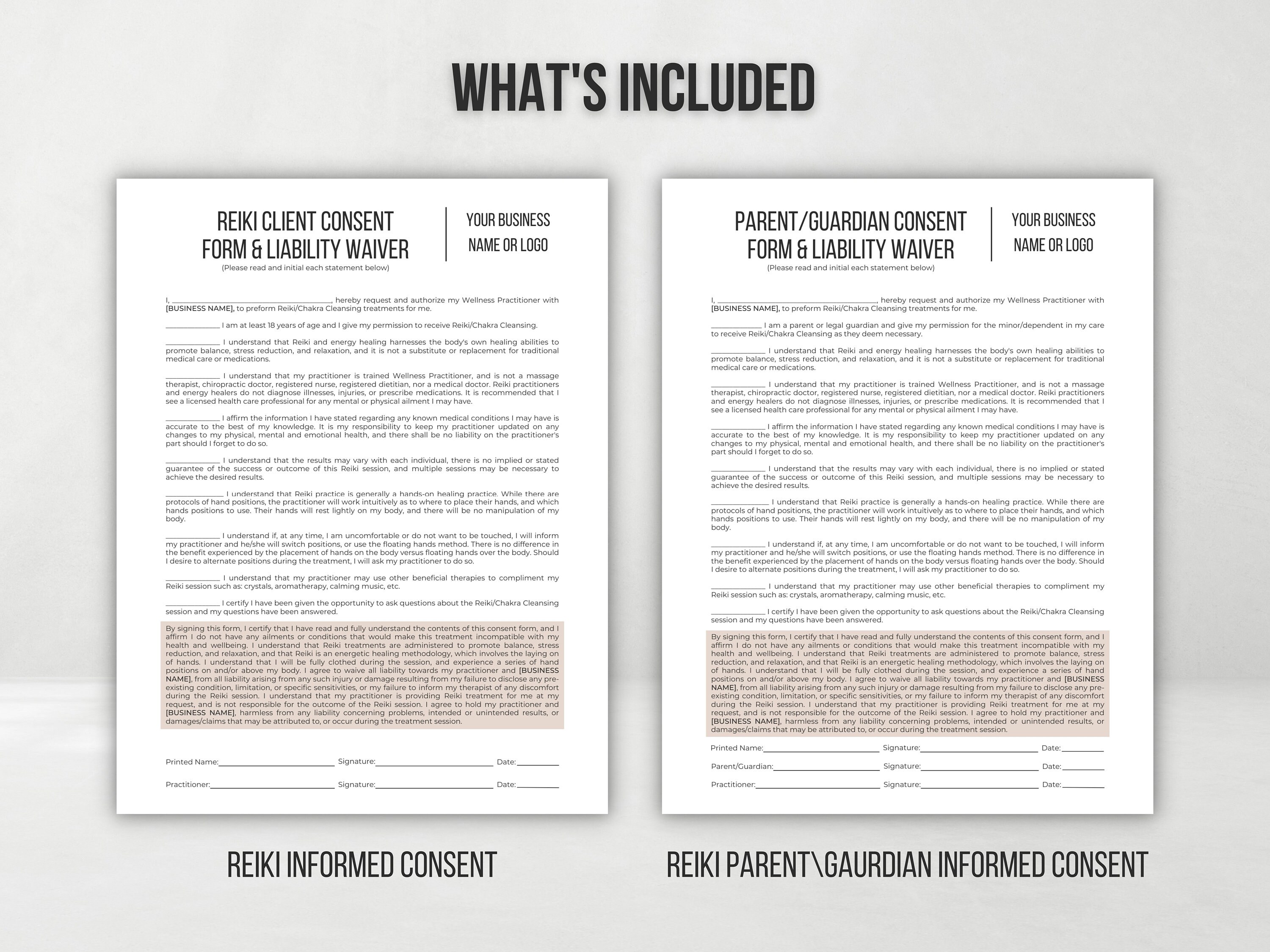 Reiki Consent Form and Liability Waiver Editable | Chakra Cleansing ...