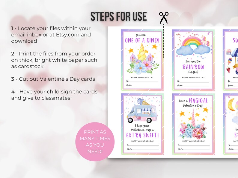 Classroom Valentine Printable | Unicorn Valentine's Day Cards for Kids ...