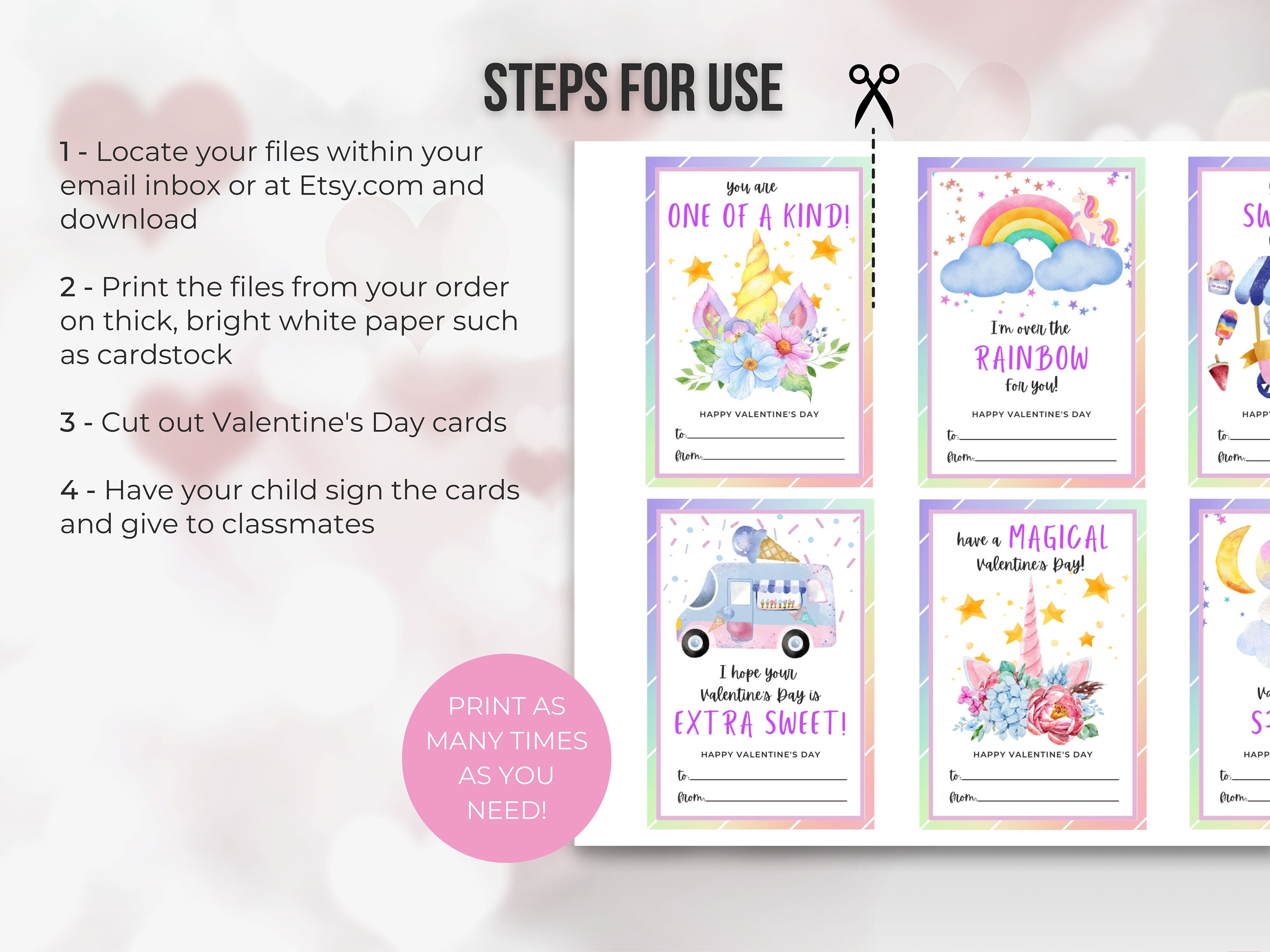 Classroom Valentine Printable | Unicorn Valentine's Day Cards for Kids ...