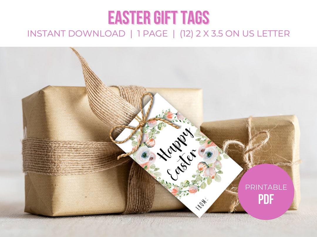 Happy Easter Gift Tag Printable Easter Basket Tag Easter Gift Tags ...