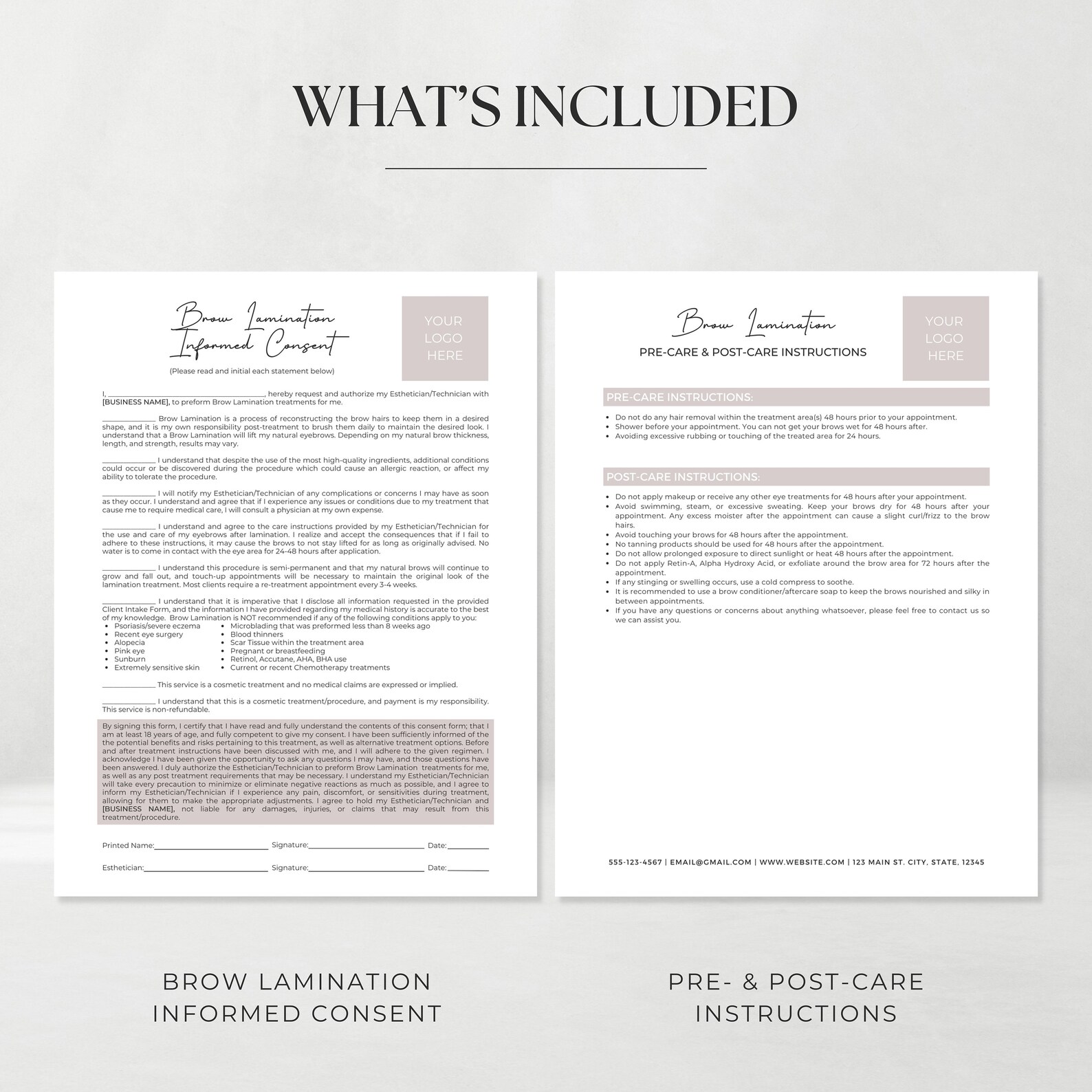 Editable Brow Lamination Consent Forms | Eyebrow Lamination Consent ...
