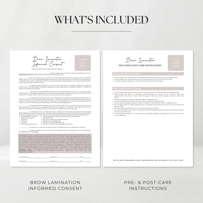Editable Brow Lamination Consent Forms | Eyebrow Lamination Consent ...