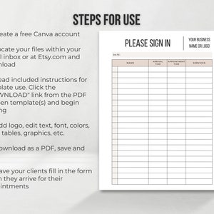 Sign in Sheet Editable | Salon Sign in Sheet | Esthetician Forms ...