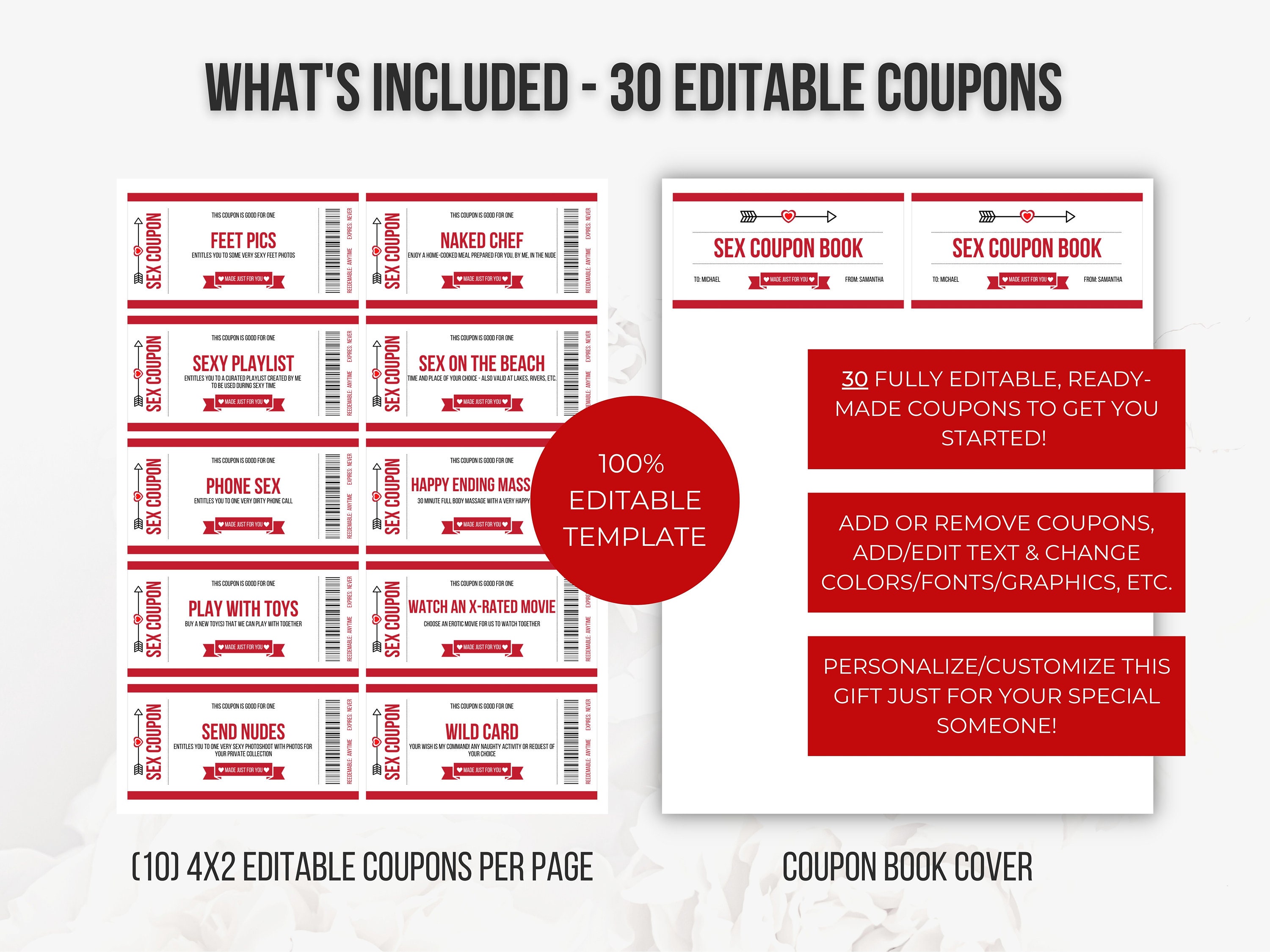 Sex Coupons Editable Template | Kinky Coupon Book Printable | Printable ...