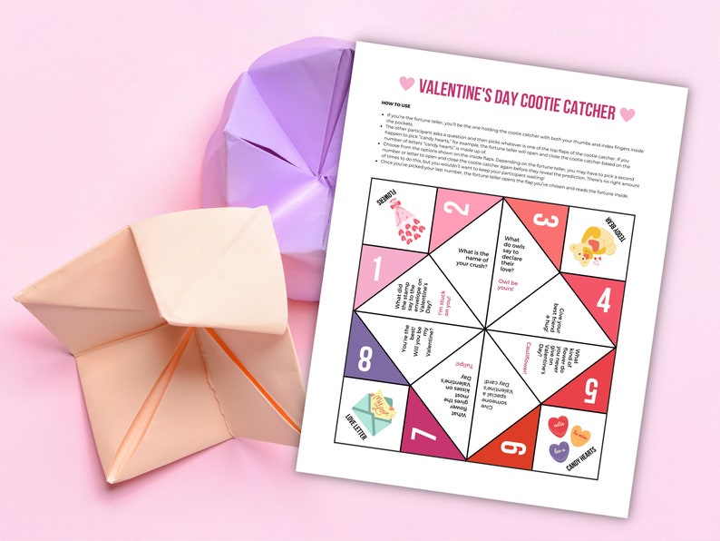 Valentine's Day Cootie Catcher Valentine's Day Fortune Teller Valentine ...