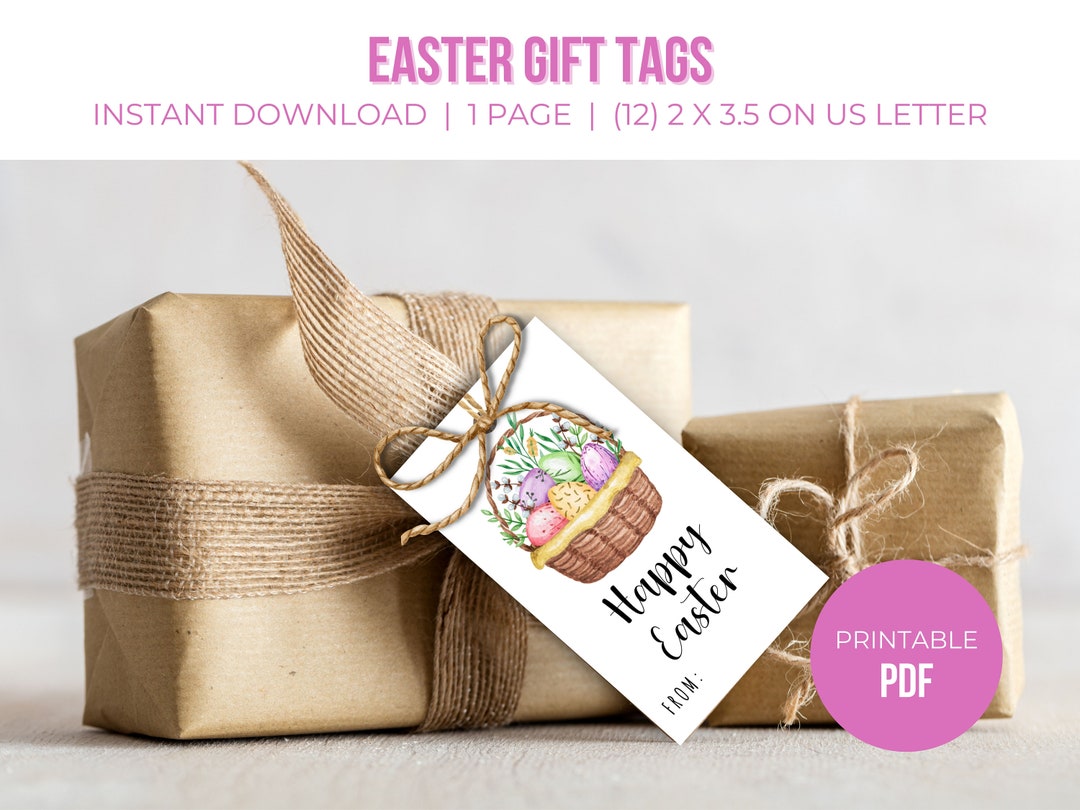 Happy Easter Gift Tag Printable Easter Basket Tag Easter - Etsy