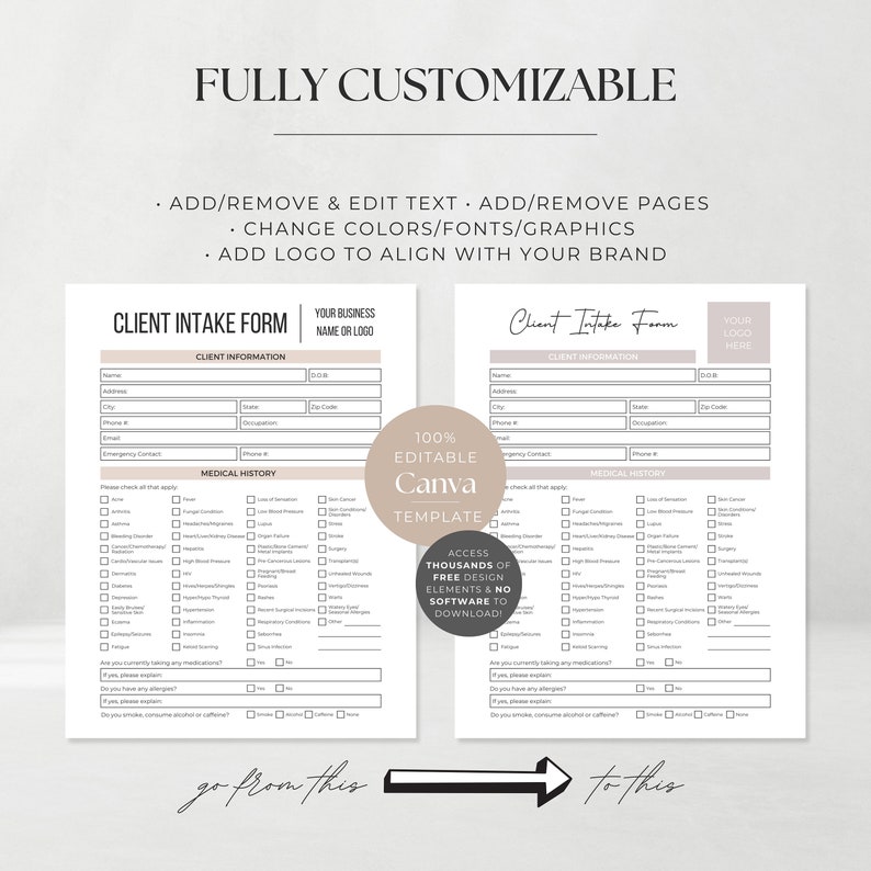Esthetician Client Intake Forms | Editable Client Intake | Esthetician ...