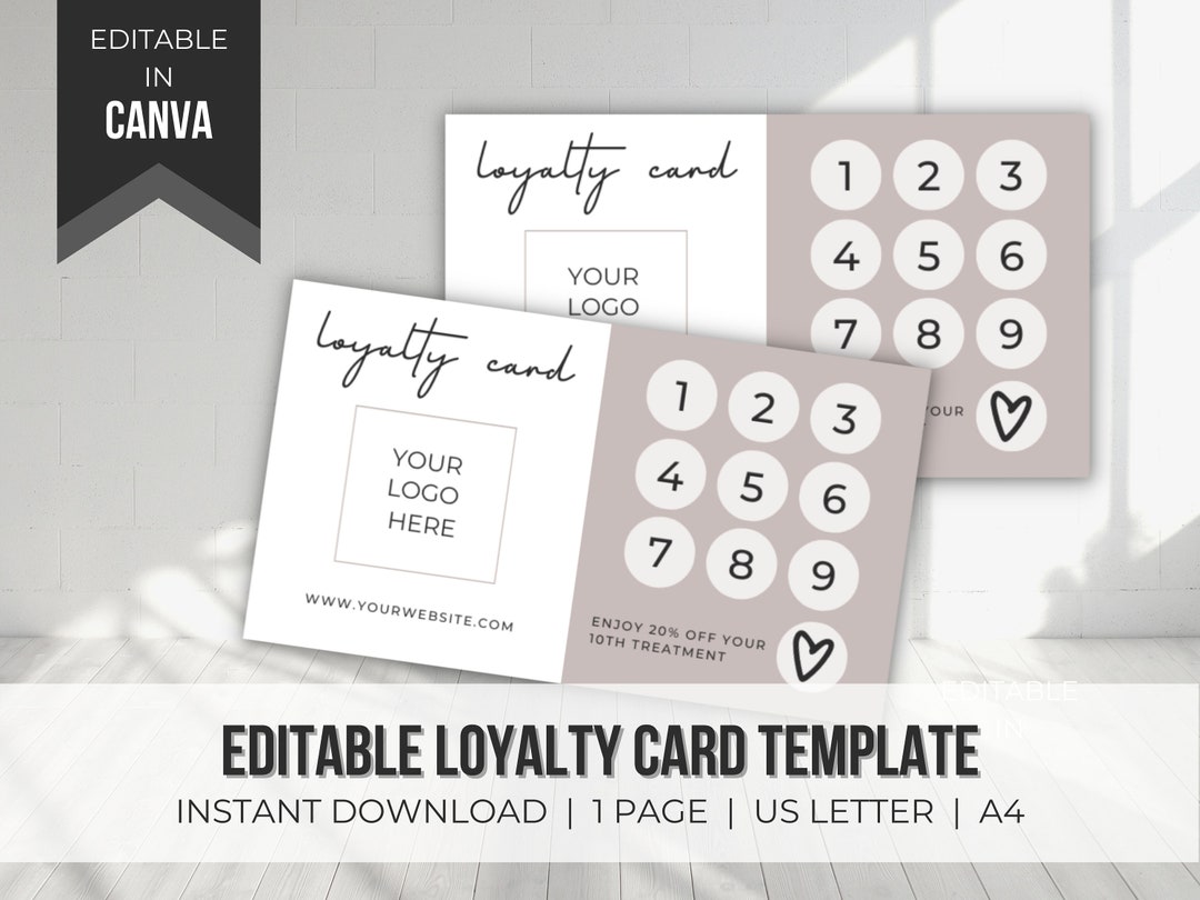 Loyalty Card Template Editable | Printable Loyalty Card | DIY Punch ...