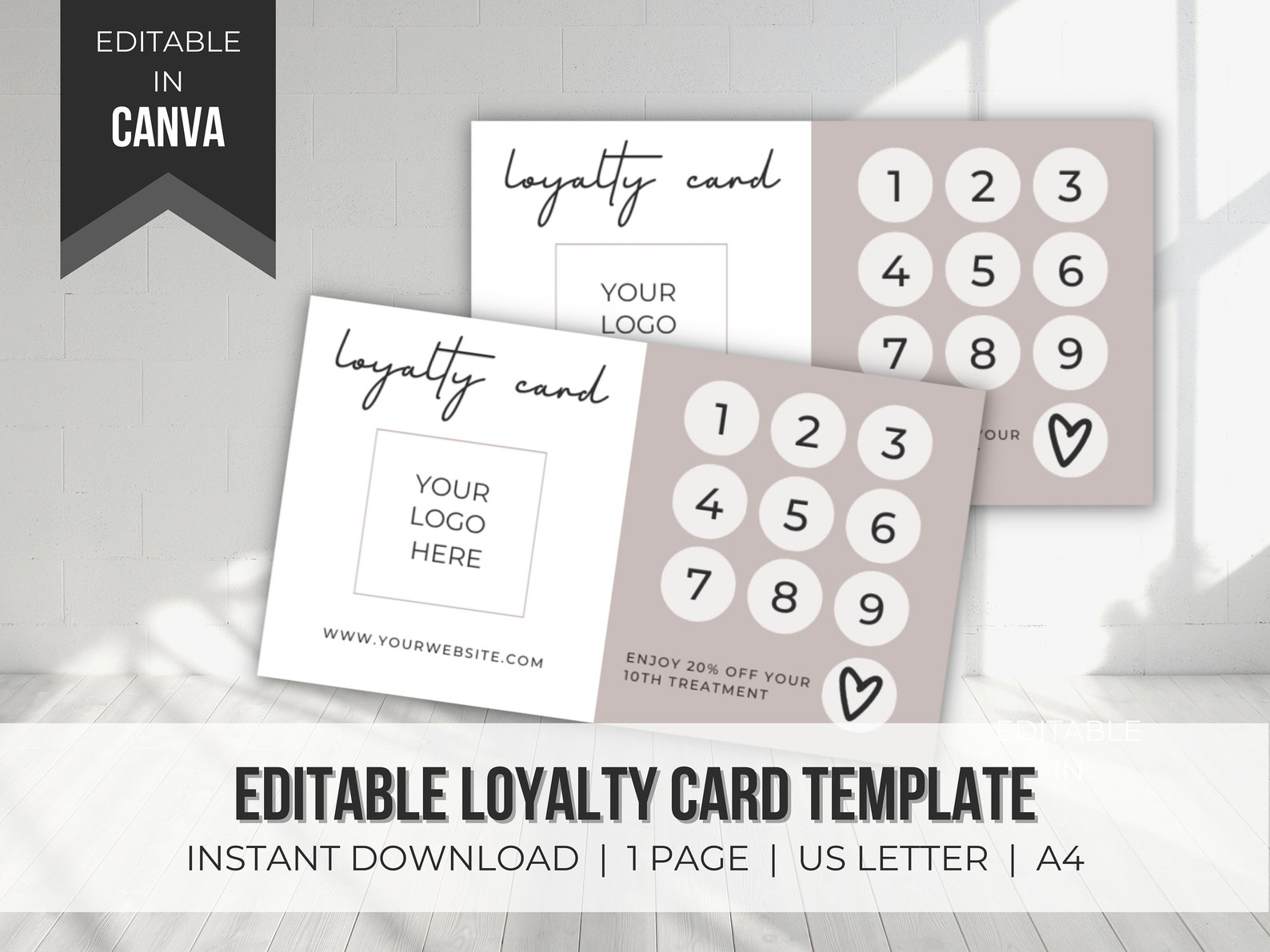 Loyalty Card Template Editable Printable Loyalty Card DIY - Etsy