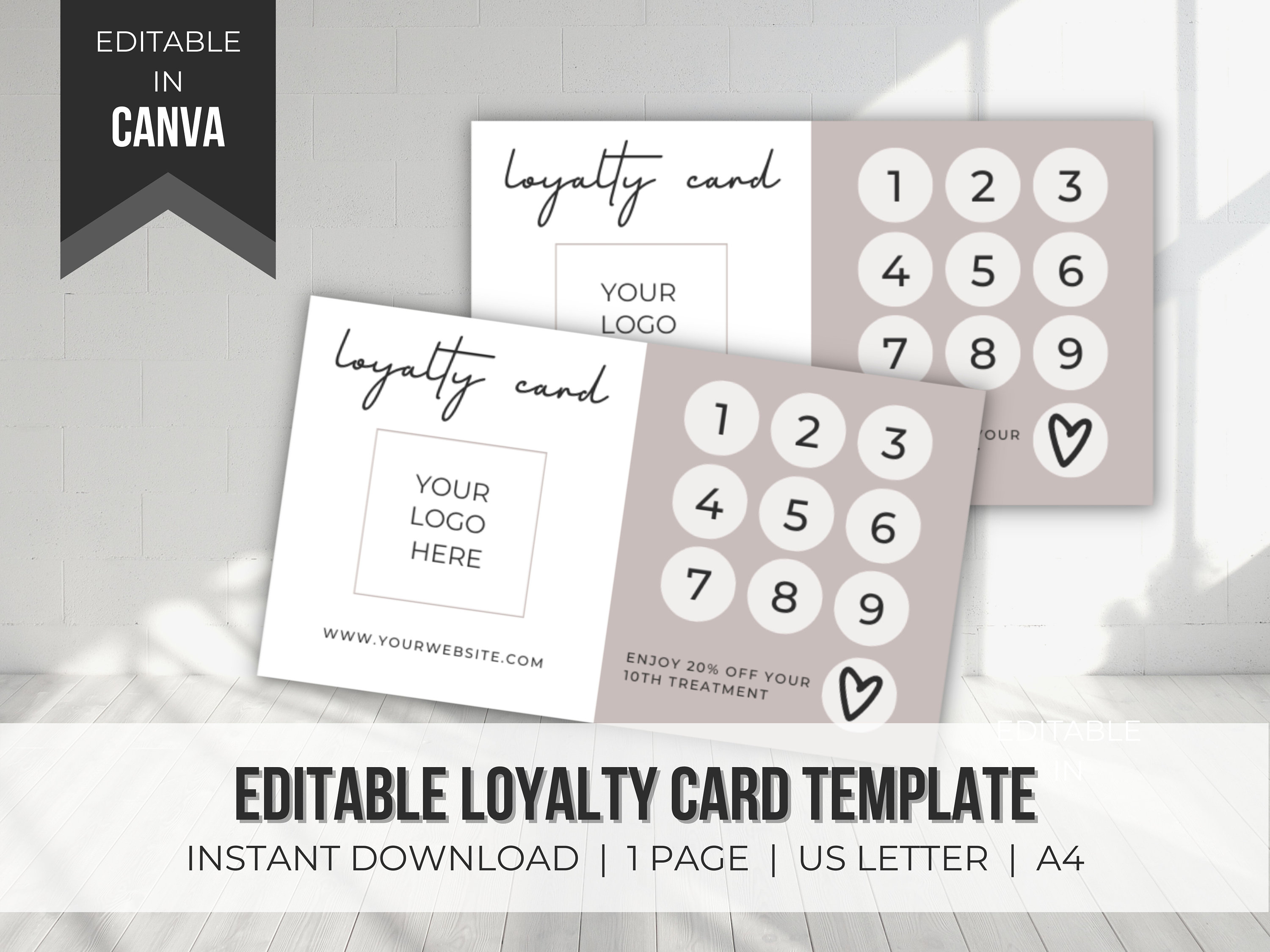 Loyalty Card Template Editable Printable Loyalty Card DIY - Etsy