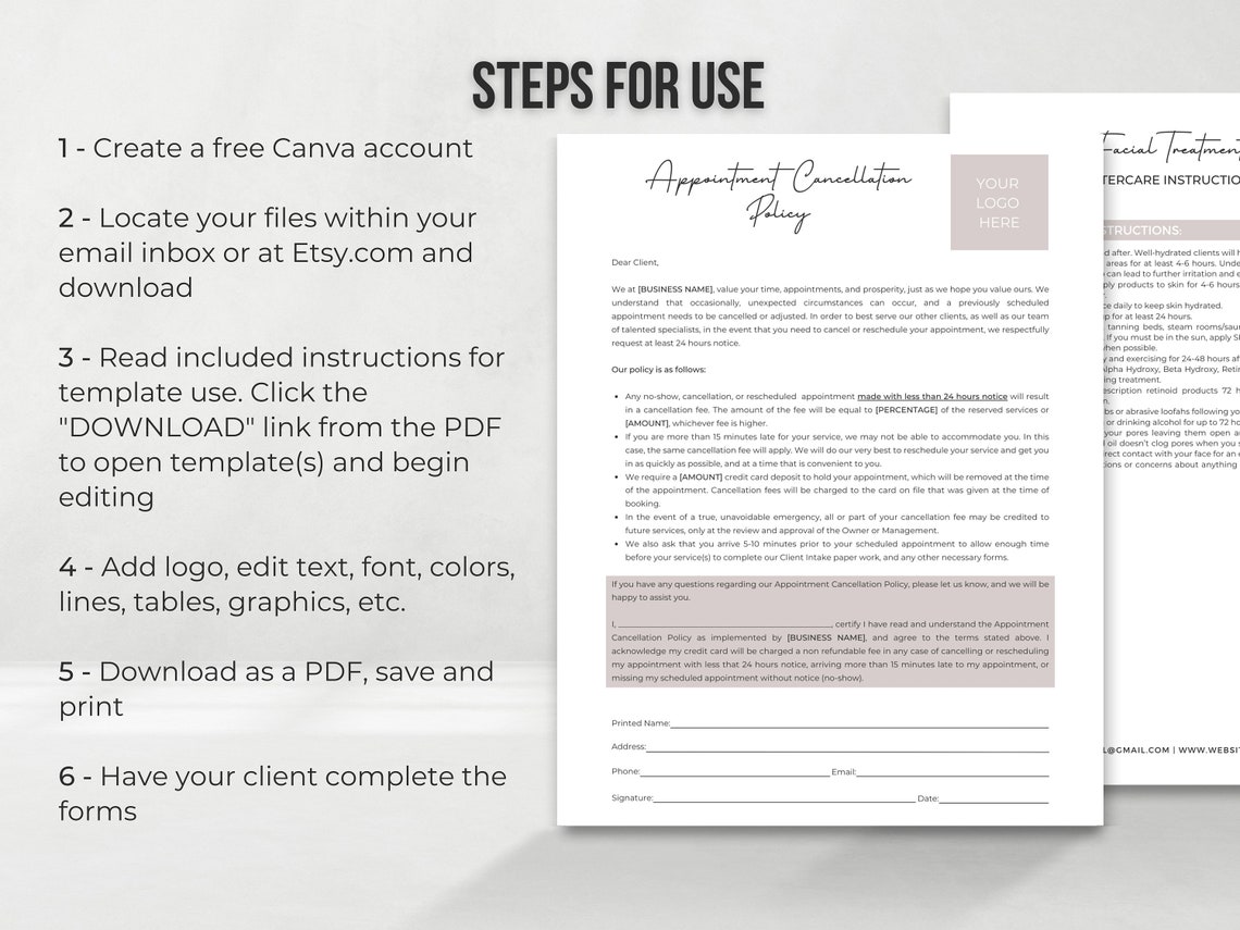 Editable Esthetician Client Consent Forms | Treatment Consent Forms ...