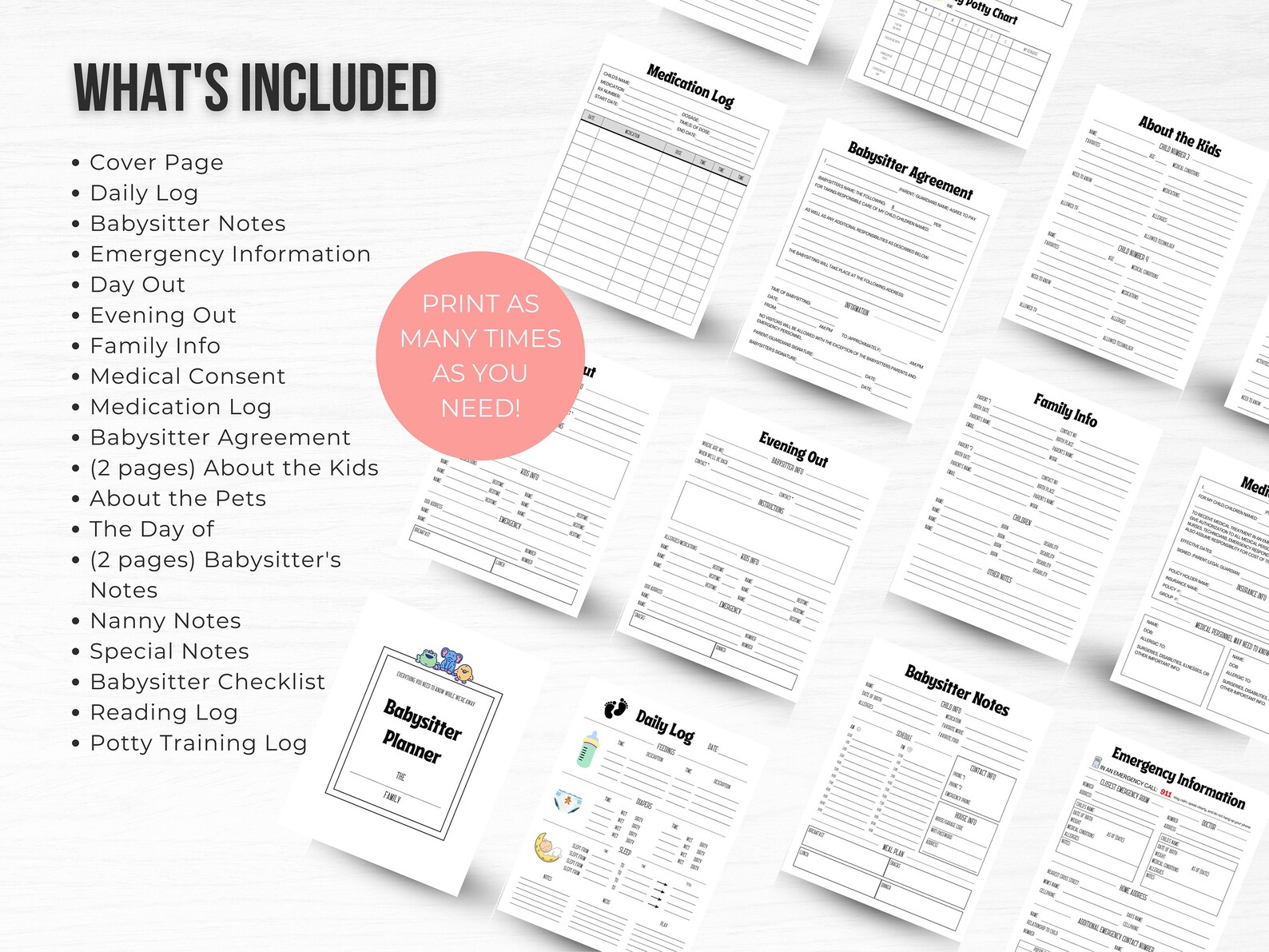 Babysitter Planner Babysitter Guide Printable Babysitter Notes ...