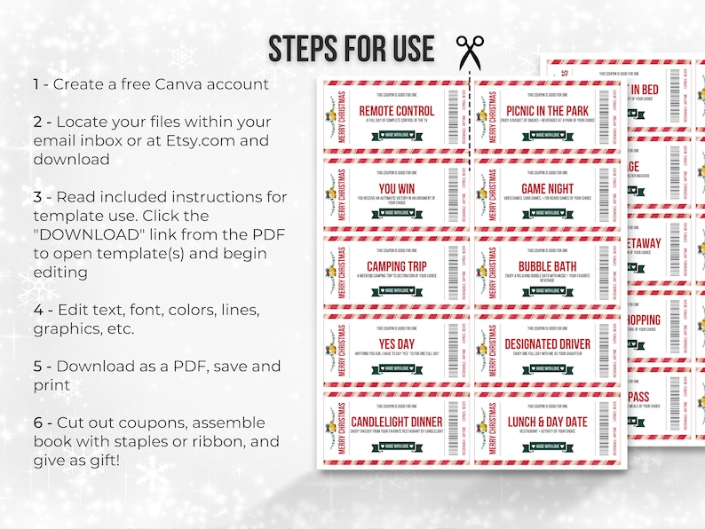 Editable Christmas Coupon Book Template Printable Christmas Coupon ...