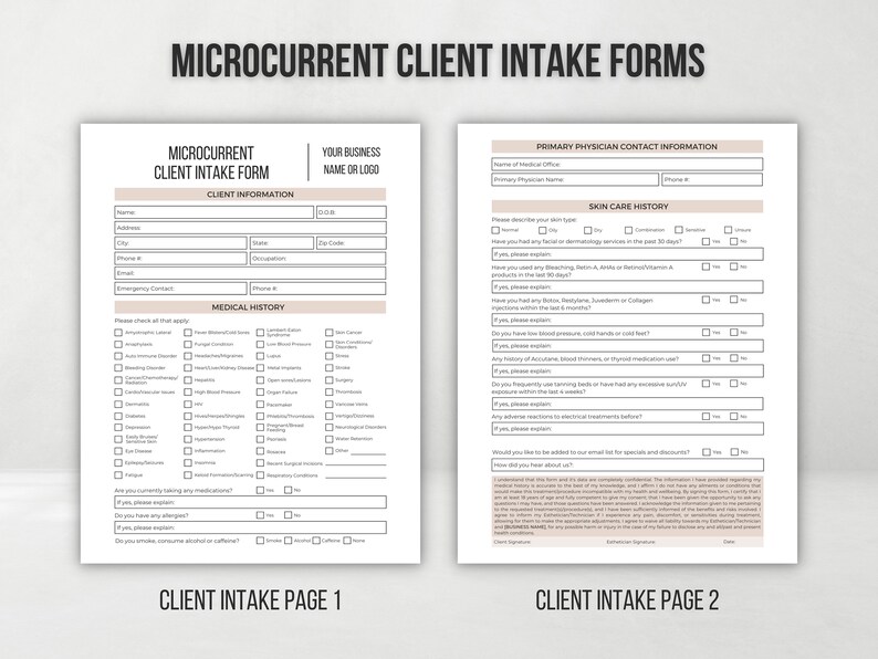 Microcurrent Treatment Client Consent Forms Editable - Etsy