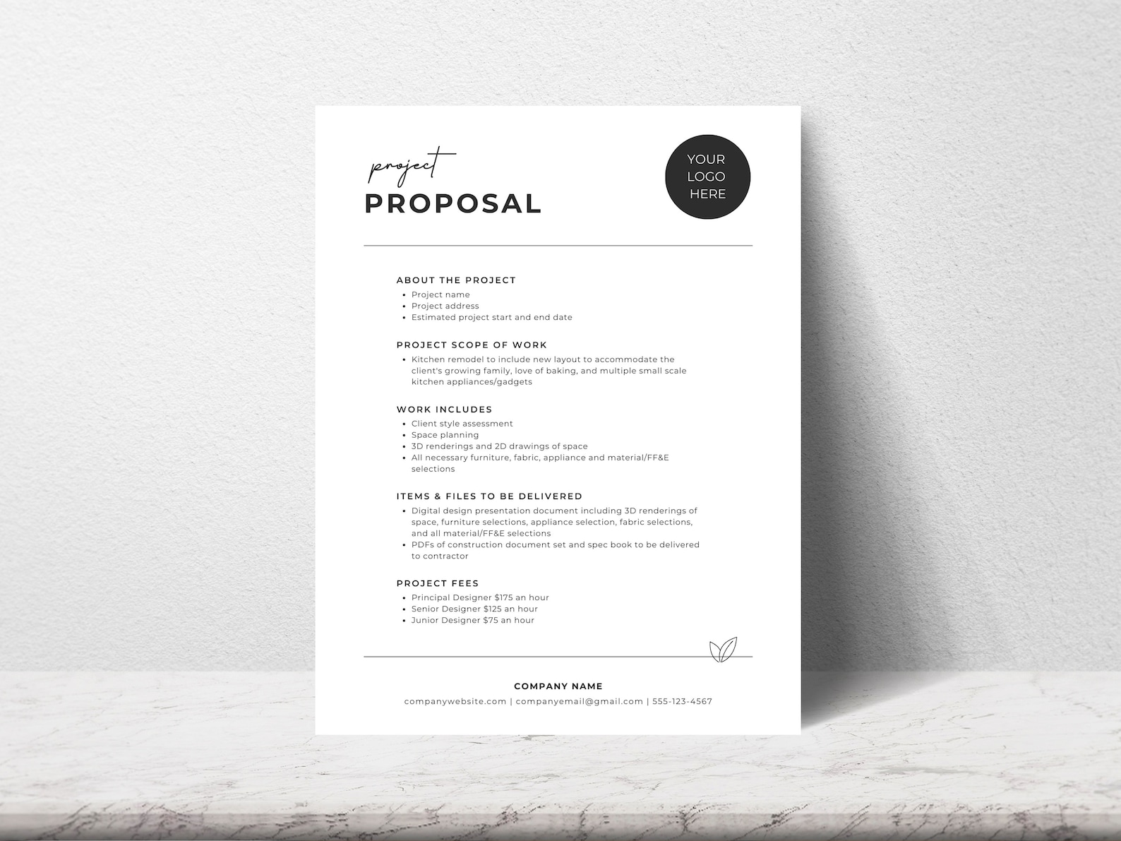 Project Proposal Template Editable Interior Design Project Proposal ...