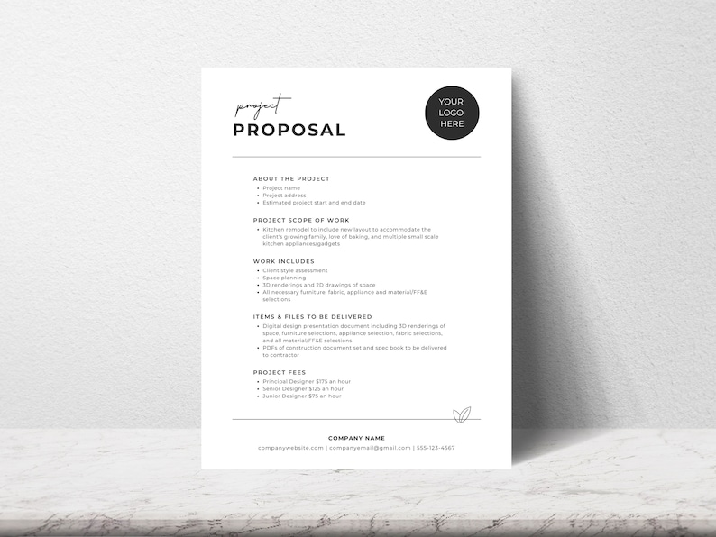 Project Proposal Template Editable Interior Design Project Proposal ...