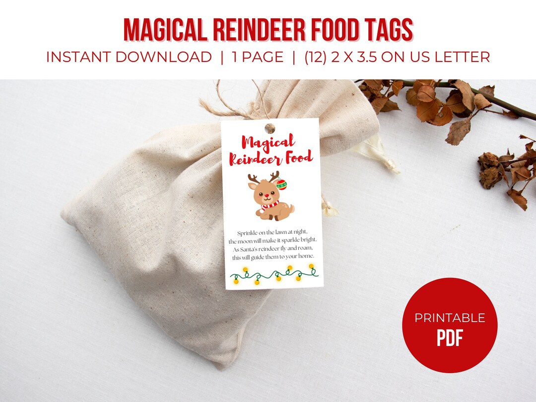 Magic Reindeer Food Label | Magical Reindeer Food Tag | Printable ...