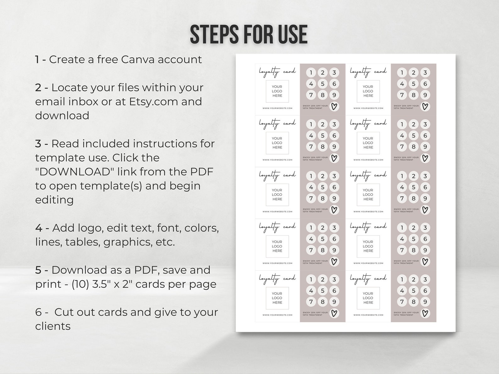 Loyalty Card Template Editable | Printable Loyalty Card | DIY Punch ...