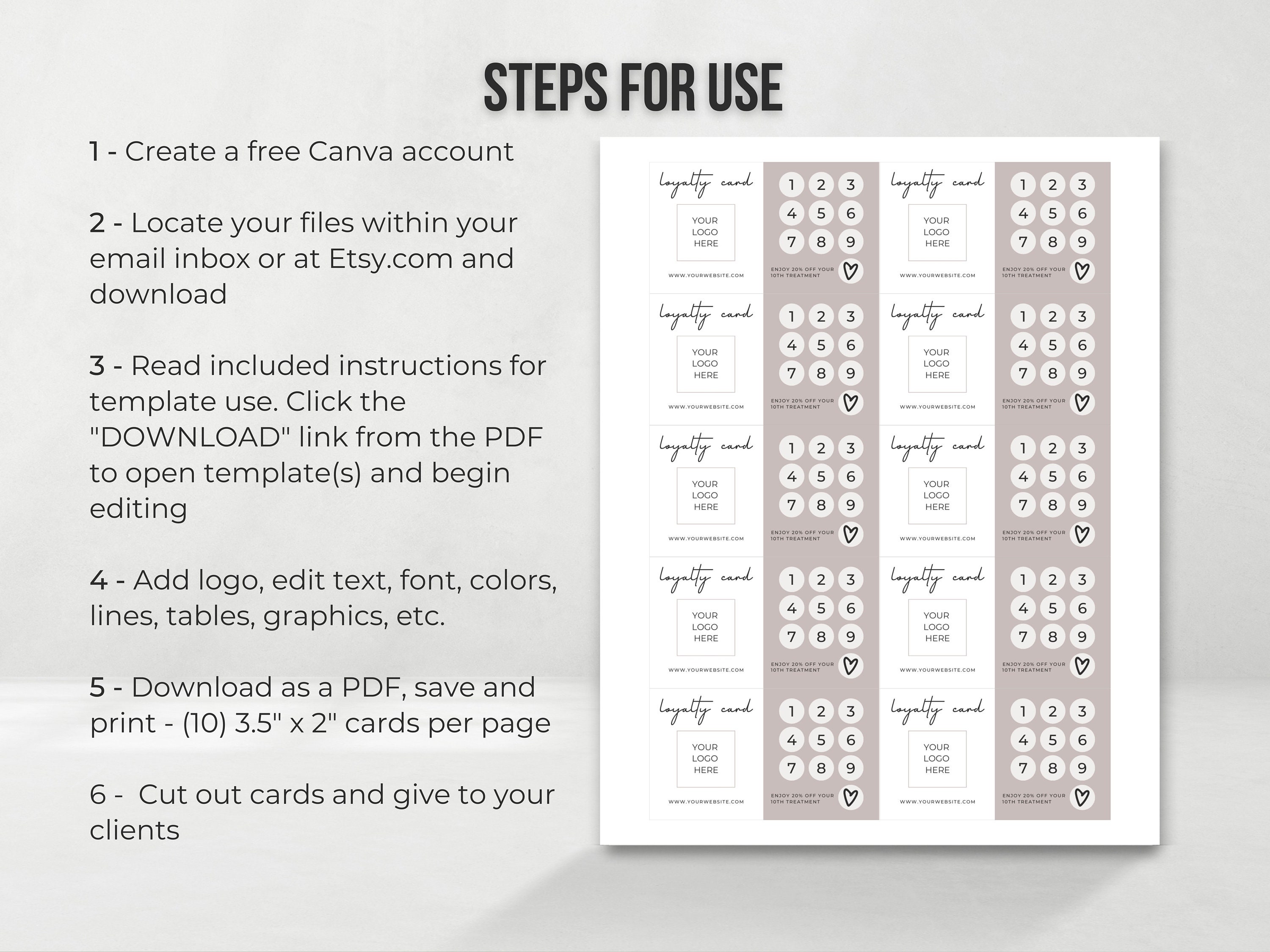 Loyalty Card Template Editable Printable Loyalty Card DIY - Etsy