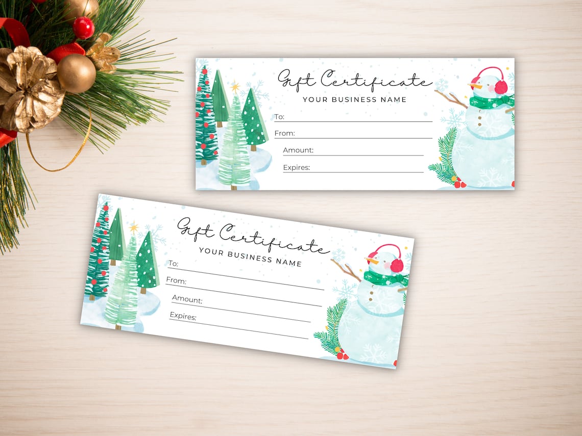 Editable Christmas Gift Certificate Template Printable Gift - Etsy