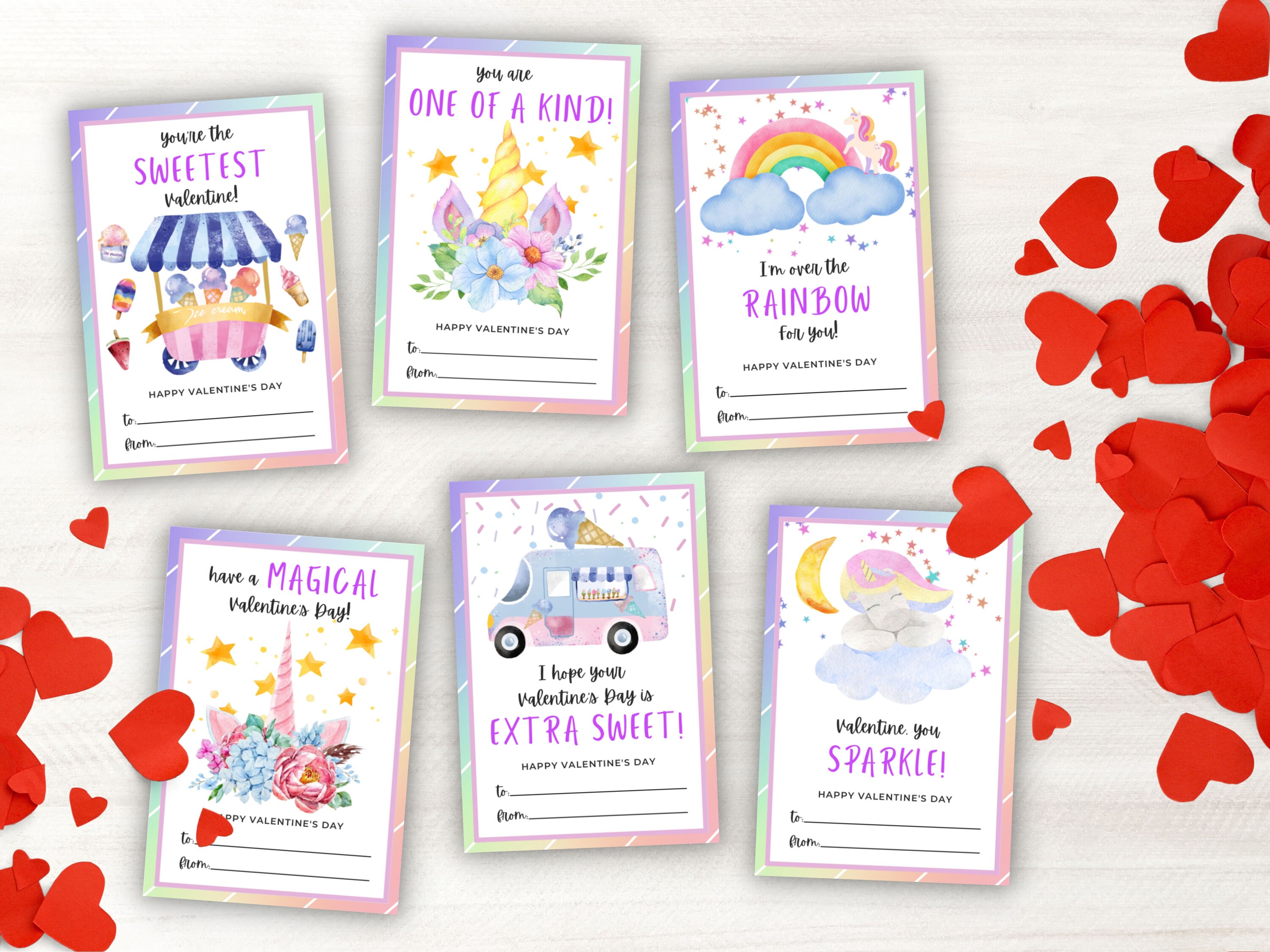 Classroom Valentine Printable | Unicorn Valentine's Day Cards for Kids ...