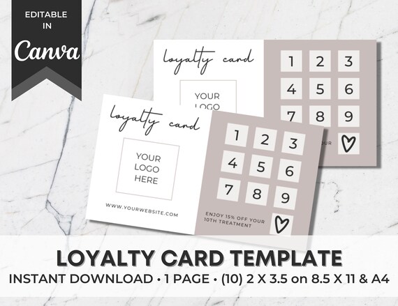 Loyalty Card Template Editable Printable Loyalty Card DIY | Etsy
