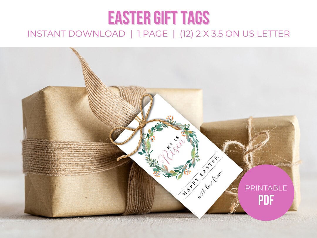 He is Risen Easter Gift Tag Printable Easter Basket Tag Religious ...