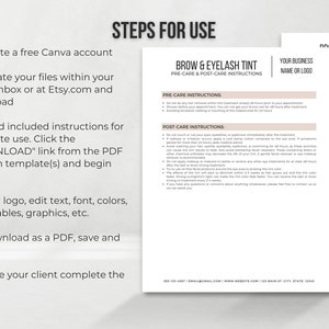Lash and Brow Tint Consent Forms Editable | Brow and Eyelash Tint ...