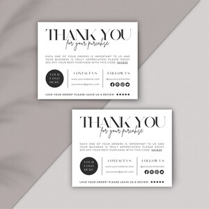 Business Thank You Card Template | Editable Thank You Insert ...