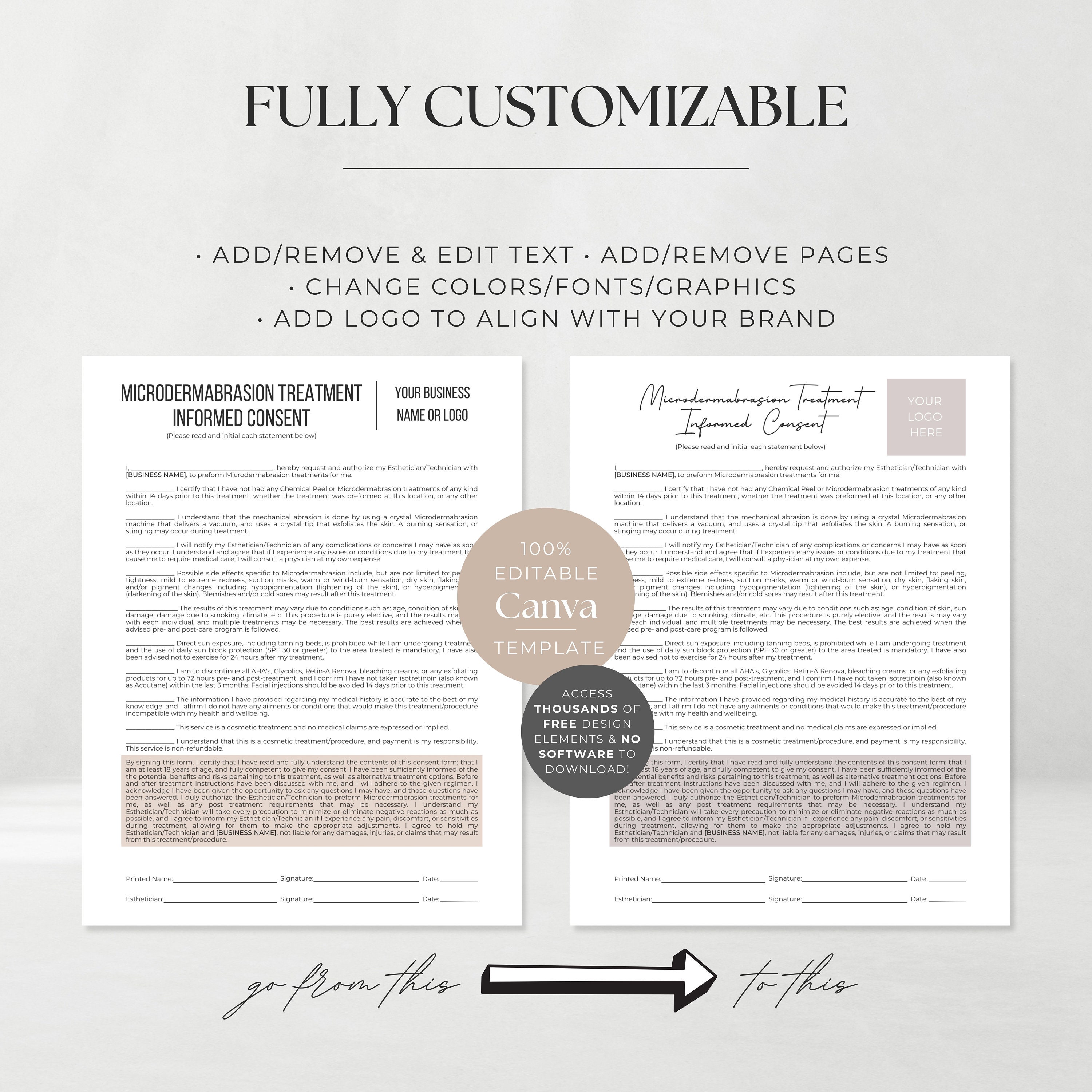 Microdermabrasion Client Consent Forms | Editable Esthetician Template ...