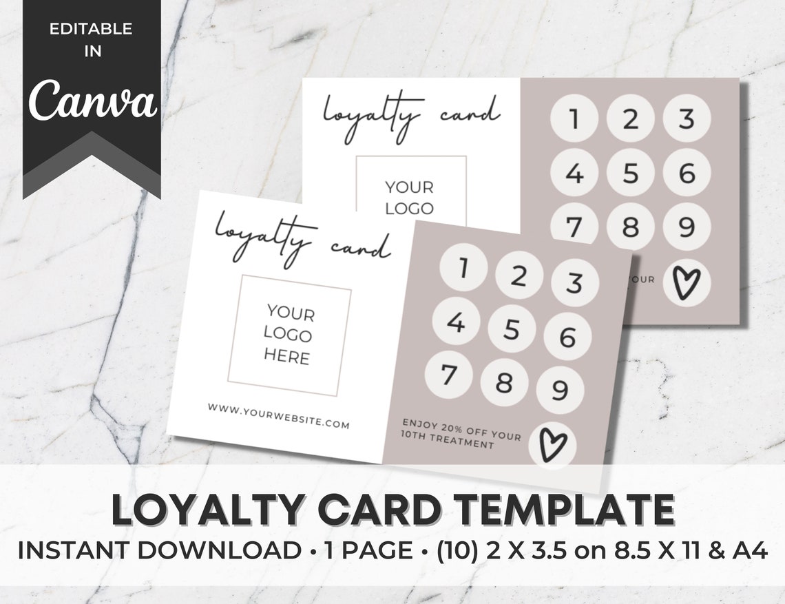 Loyalty Card Template Editable Printable Loyalty Card DIY - Etsy