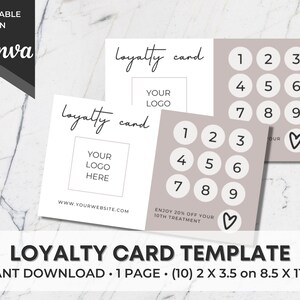 Loyalty Card Template Editable Printable Loyalty Card DIY - Etsy