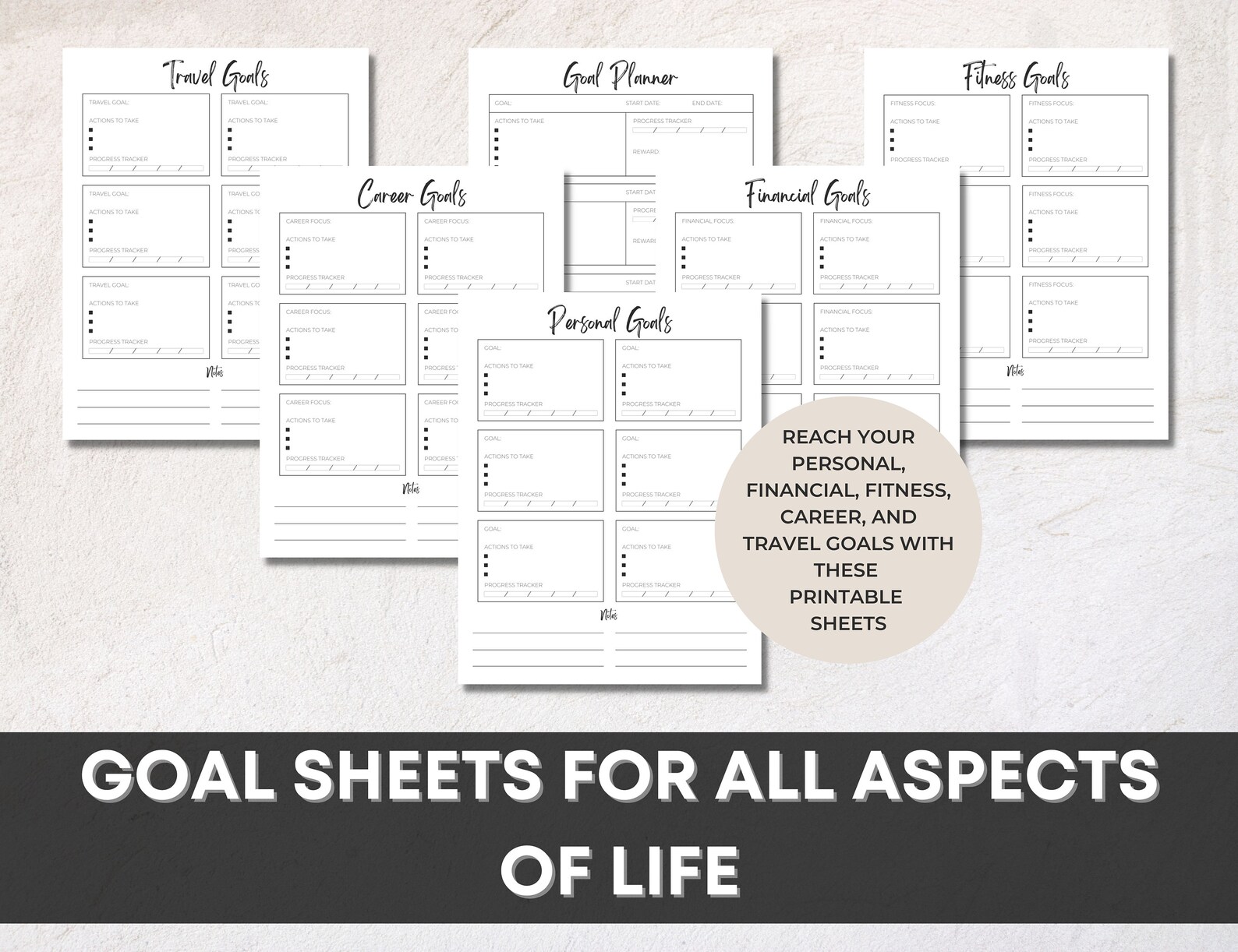 Goal Planner Printable Goal Worksheet Bundle Goal Planner Kit Goal ...