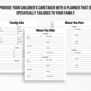 Babysitter Planner | Babysitter Guide Printable | Babysitter Notes ...