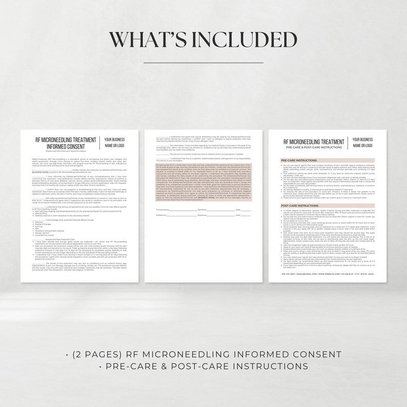 RF Microneedling Client Consent Template | Editable Esthetician Forms ...