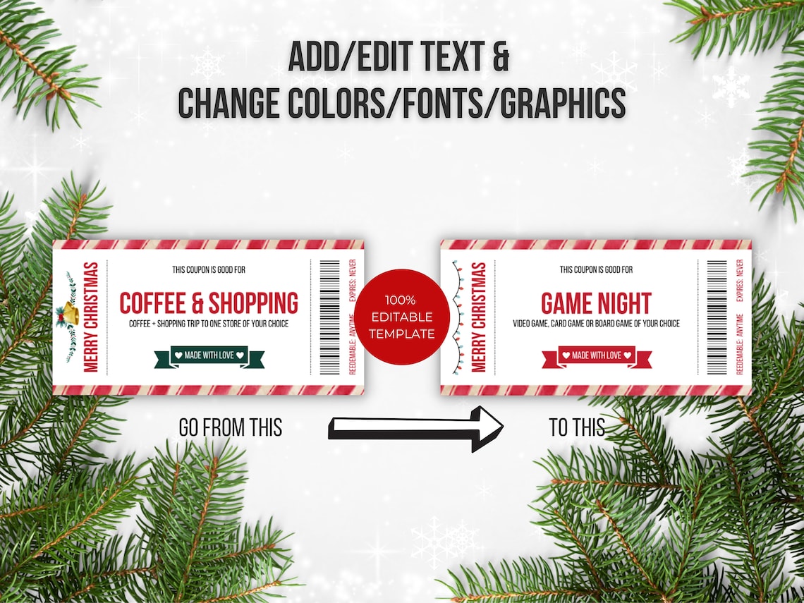 Editable Christmas Coupon Book Template Printable Christmas - Etsy