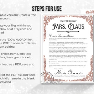 Editable Letter From Mrs Claus | Mrs Claus Letter Template | Vintage ...